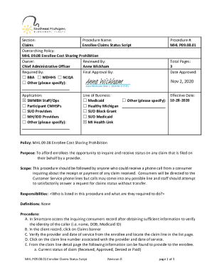 Fillable Online MHL-P09.08.01-Enrollee-Claims-Status-Script-1. ... Fax ...