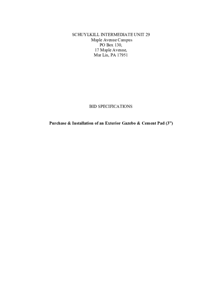 Fillable Online SCHUYLKILL INTERMEDIATE UNIT 29 Maple Avenue Campus PO ...
