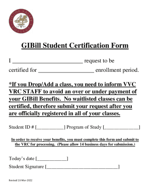 Fillable Online Veteran Benefit Certification Request For Office Use ...