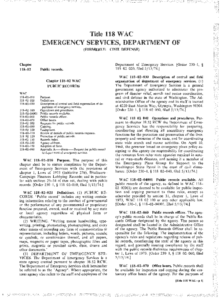 Fillable Online Title 118 WAC EMERGENCY SERVICES, DEPARTMENT OF Fax ...