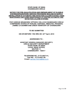 Fillable Online STATE BANK OF INDIA CHANDIGARH CIRCLE NOTICE FOR ...