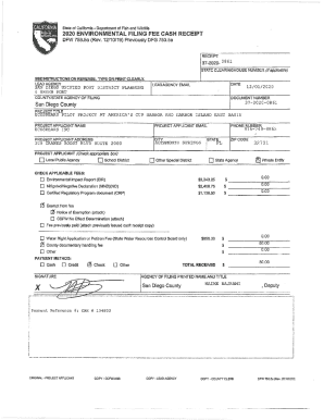 Fillable Online 2020 ENVIRONMENTAL FILING FEE CASH RECEIPT San ...