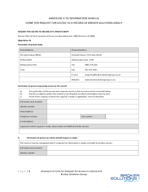 Fillable Online ANNEXURE A TO INFORMATION MANUAL FORM FOR REQUEST ... Fax Email Print - pdfFiller