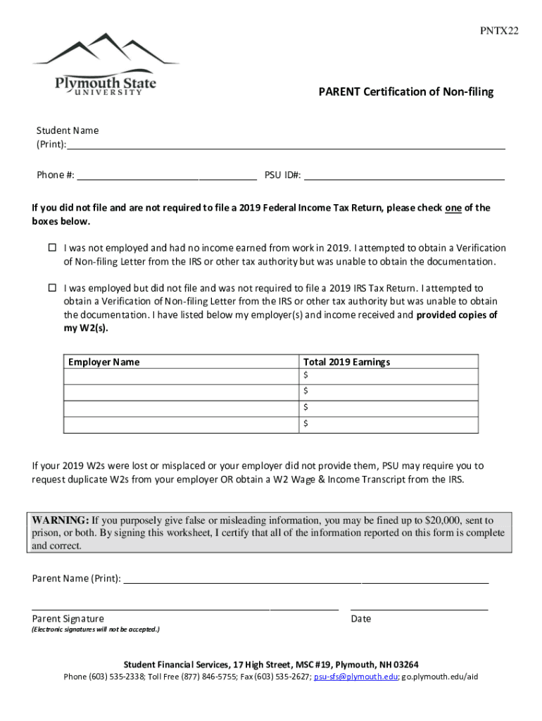 Fillable Online PARENT Certification of Non-filing Fax Email Print ...
