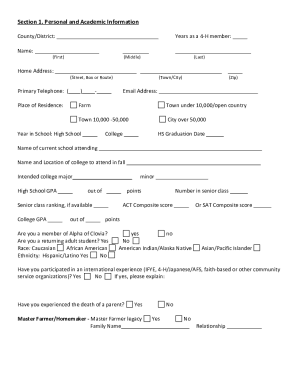 Fillable Online 4-H Youth Development Forms Fax Email Print - pdfFiller