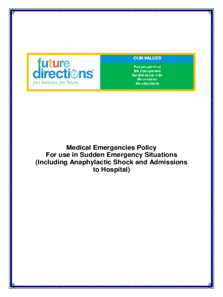Fillable Online Medical Emergencies (including Anaphylactic Shock and Admissions to Hospital ...