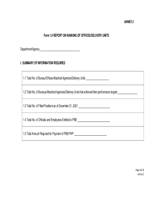 Fillable Online Annex 2 Form 1.0 Report on Ranking of Offices/Delivery ...