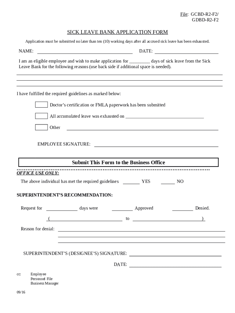 Sick Leave Bank Application - SharpSchool Doc Template | pdfFiller