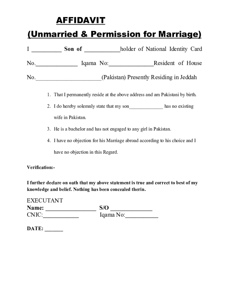 Fillable Online Free Single Status Affidavit Form Fillable PDF Template ...