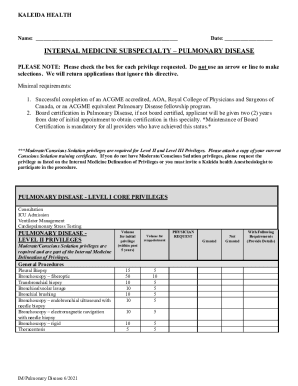Fillable Online Department of Internal Medicine Core Privileges Fax ...