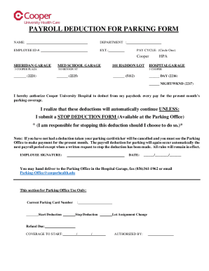Fillable Online Payroll Deduction Authorization for Parking Fax Email Print - pdfFiller