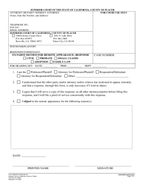 Fillable Online CASE NUMBER: 1. I am the Petitioner/Plaintiff Attorney for ... Fax Email Print ...