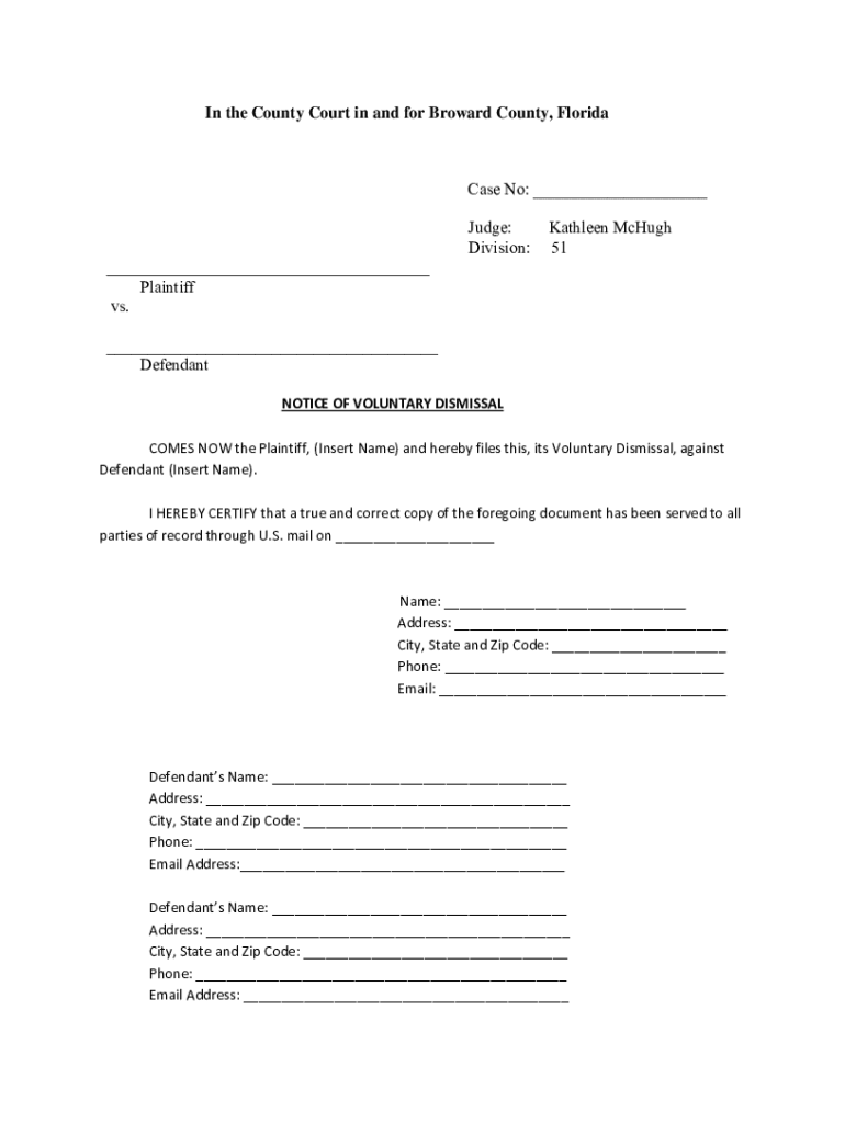 Fillable Online NOTICE OF VOLUNTARY DISMISSAL Fax Email Print - pdfFiller