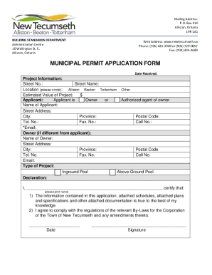 Fillable Online MUNICIPAL PERMIT APPLICATION FORM Fax Email Print ...