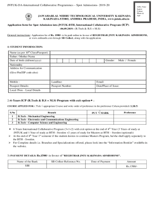 Fillable Online JNTUK-DA-Application are invited for special spot ...