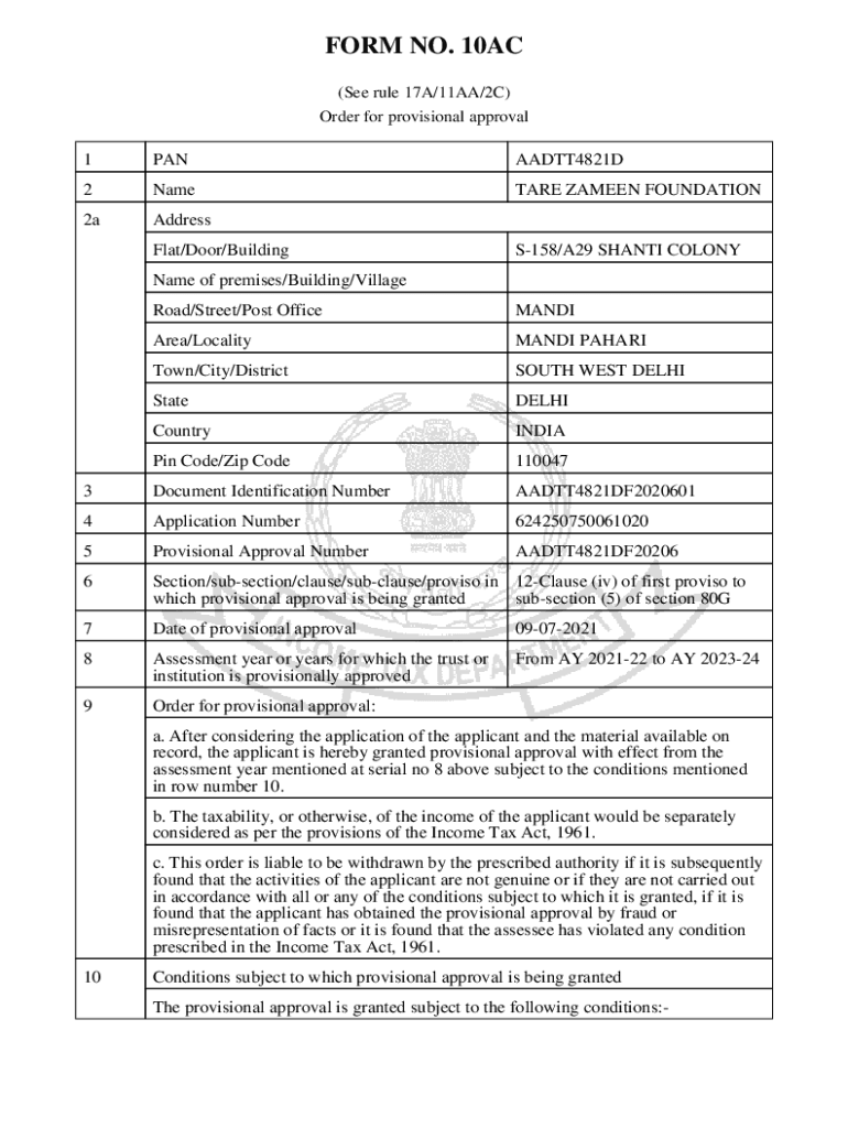 Fillable Online FORM NO. 10AC - Gyan Sankalp Portal Fax Email Print ...