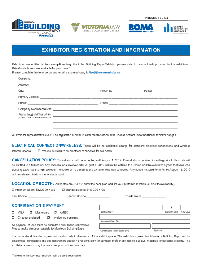 Fillable Online EXHIBITOR REGISTRATION AND INFORMATION - Manitoba ... Fax Email Print - pdfFiller