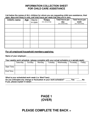 Fillable Online INFORMATION COLLECTION SHEET Fax Email Print - pdfFiller