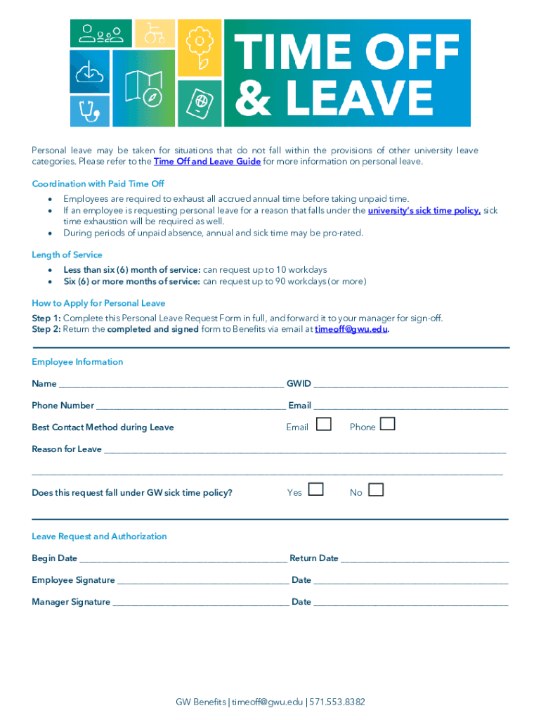 Fillable Online hr gwu Personal Leave Request Form Fax Email Print ...