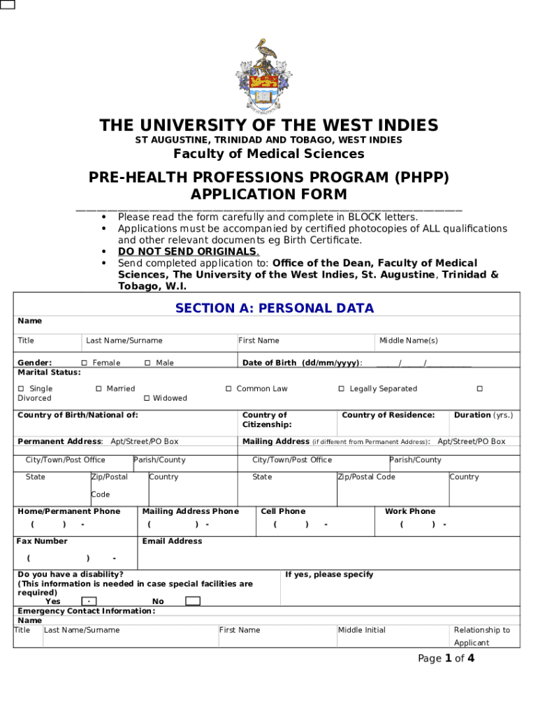 PHPP Application ProcessThe Faculty of Medical Sciences - sta uwi Doc ...