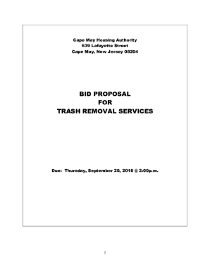 Fillable Online BID PROPOSAL FOR TRASH REMOVAL SERVICES Fax Email Print ...