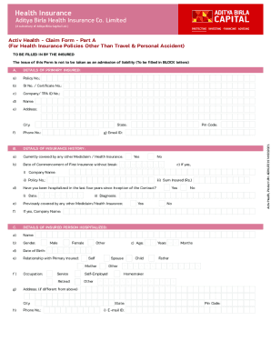 Fillable Online Activ Health - Claim Form Part-A.cdr Fax Email Print ...