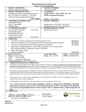 Fillable Online FLORIDA DEPARTMENT OF EDUCATION Request for ... Fax ...