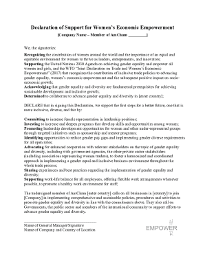 Fillable Online AmCham Declaration of Support for Women's Economic ...