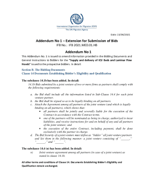 Fillable Online Extension for Submission of Bids Addendum No 1 Fax Email Print - pdfFiller