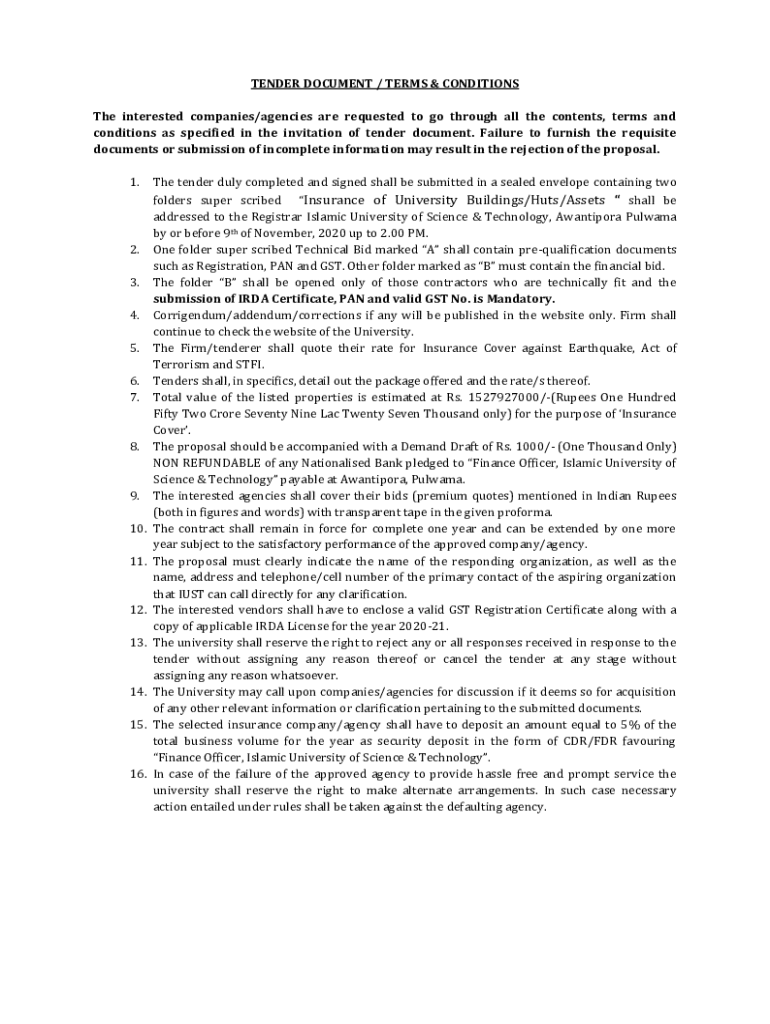 Fillable Online Tender Documents Definition: 1k SamplesLaw Insider Fax Email Print - pdfFiller