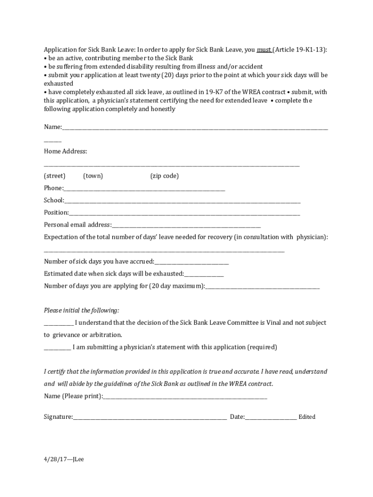 Fillable Online Sick Leave Bank Sample Clauses - Law Insider Fax Email Print - pdfFiller