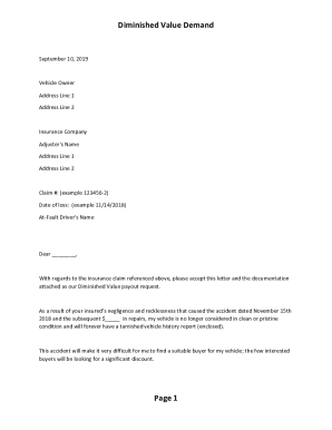 Fillable Online What Is a Diminished Value Claim? - The Balance Fax ...