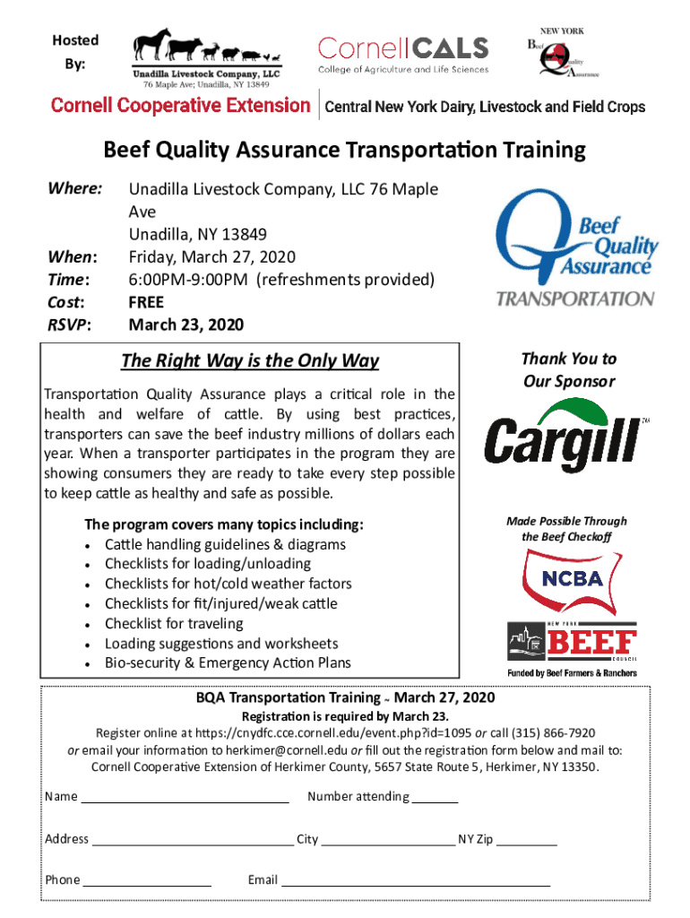 Fillable Online nydairyadmin cce cornell BEEF QUALITY ASSURANCE ...