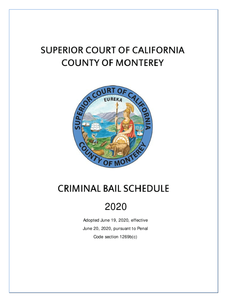 Fillable Online Bail Schedule - Superior Court of California, Monterey ...