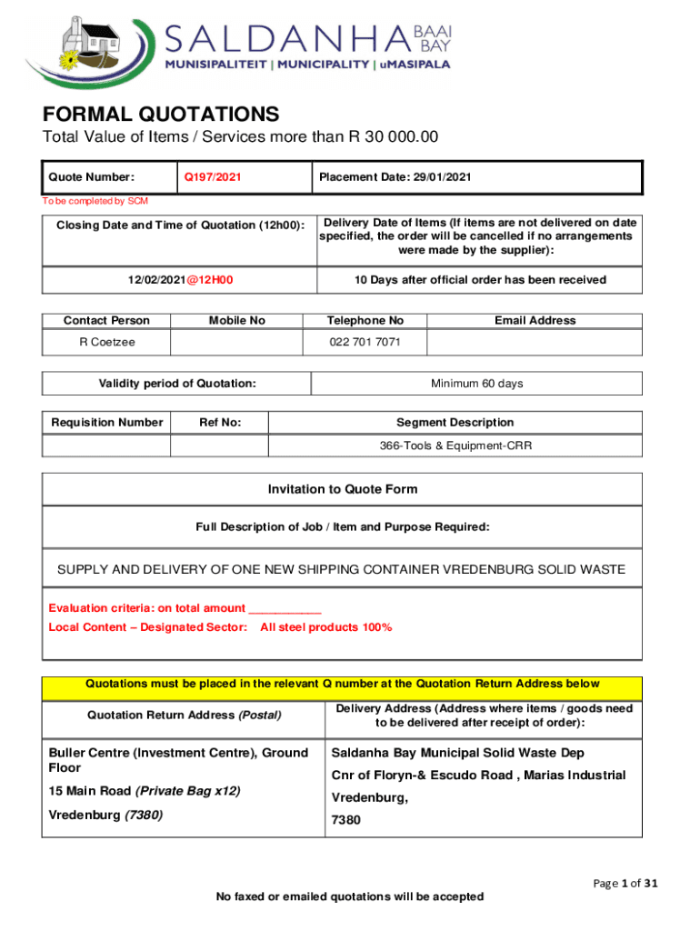 Fillable Online sbm gov Supply & delivery of new shipping container ...