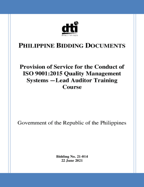 Fillable Online Provision of Service for the Conduct of ISO 9001:2015 ...