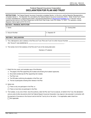 Fillable Online 7200/15, Declaration For Plan and Trust. For questions ...