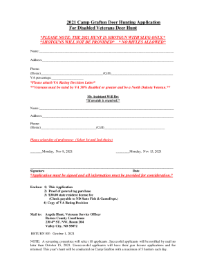 Fillable Online Applications open for Disabled Veteran Deer Hunt Fax Email Print - pdfFiller