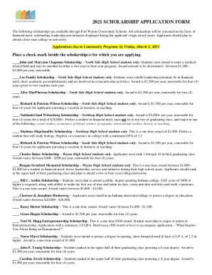 Fillable Online Fillable Online 2021 SCHOLARSHIP APPLICATION FORM - Fort ... Fax Email Print ...