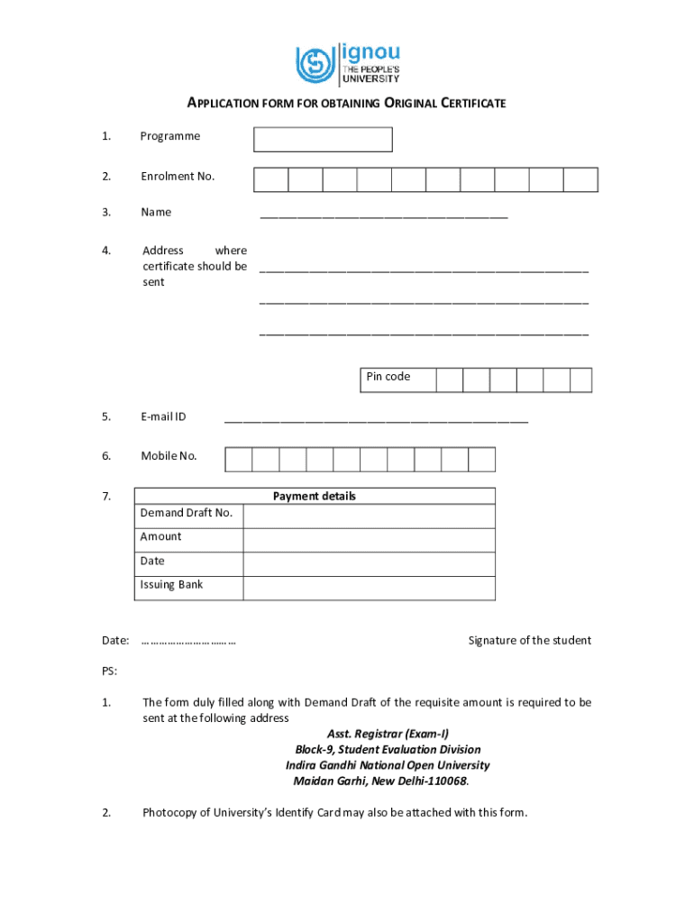 Fillable Online Application form for obtaining Certificate in the 34th Convocation Fax Email ...