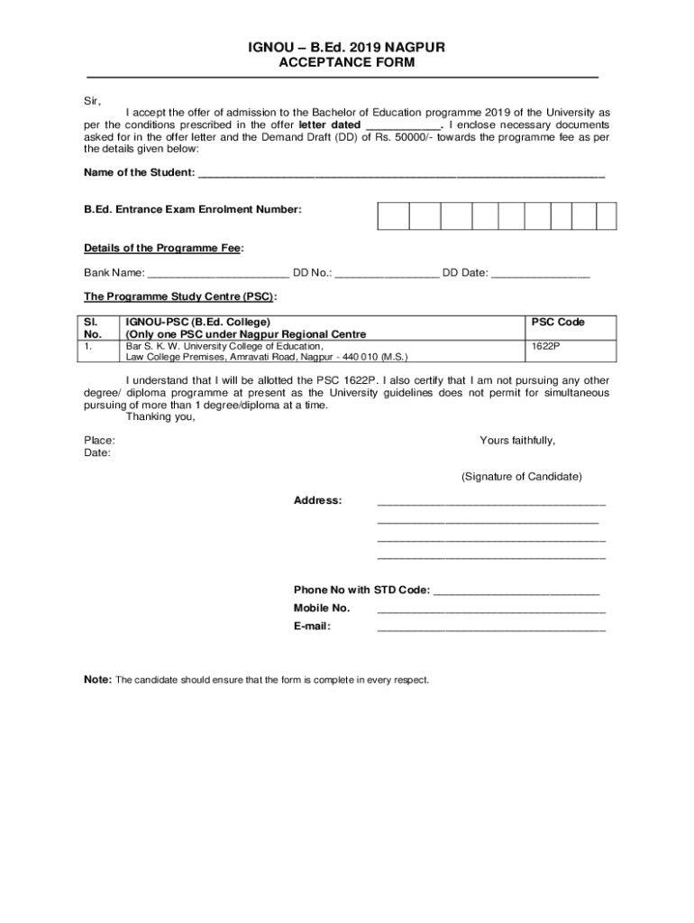 Fillable Online rcnagpur ignou ac IGNOU Invites Applications For ...