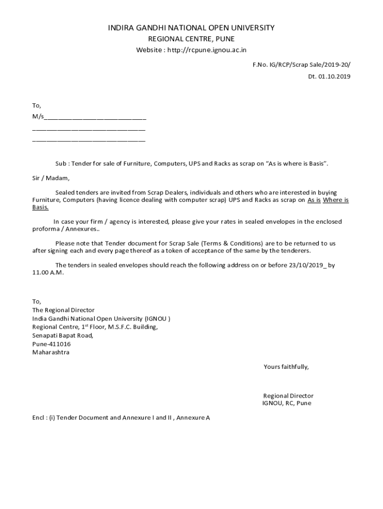 Fillable Online ignou ac Welcome to IGNOU Pune Regional Centre Fax ...