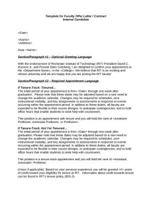 Template for Faculty Offer Letter / Contract Doc Template | pdfFiller