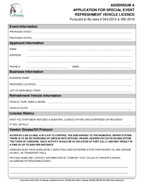 Fillable Online Application Form - Refreshment Vehicle Licence ...
