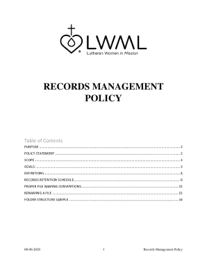 Fillable Online Elements of Records Management Policy with PDF Samples ...