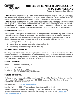 Fillable Online Notice of Complete Application Under The Planning Act ...