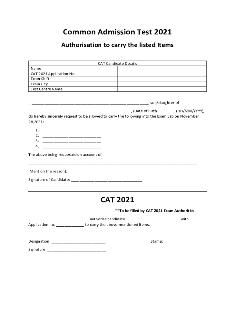 Fillable Online Check Last Date To Fill CAT Form Fees And Steps To