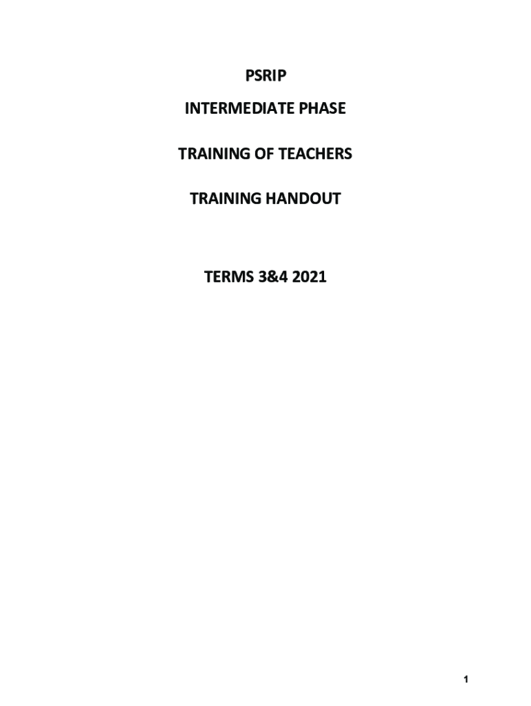 Fillable Online nect org PSRIP INTERMEDIATE PHASE TRAINING OF TEACHERS ...