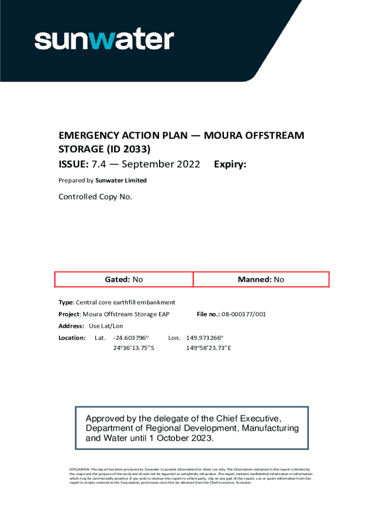 Fillable Online Moura Offstream Storage Emergency Action Plan ...