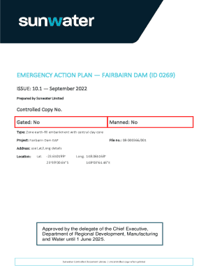 Fillable Online Fairbairn Dam Emergency Action Plan. Emergency Action Plan for Fairbairn Dam Fax ...